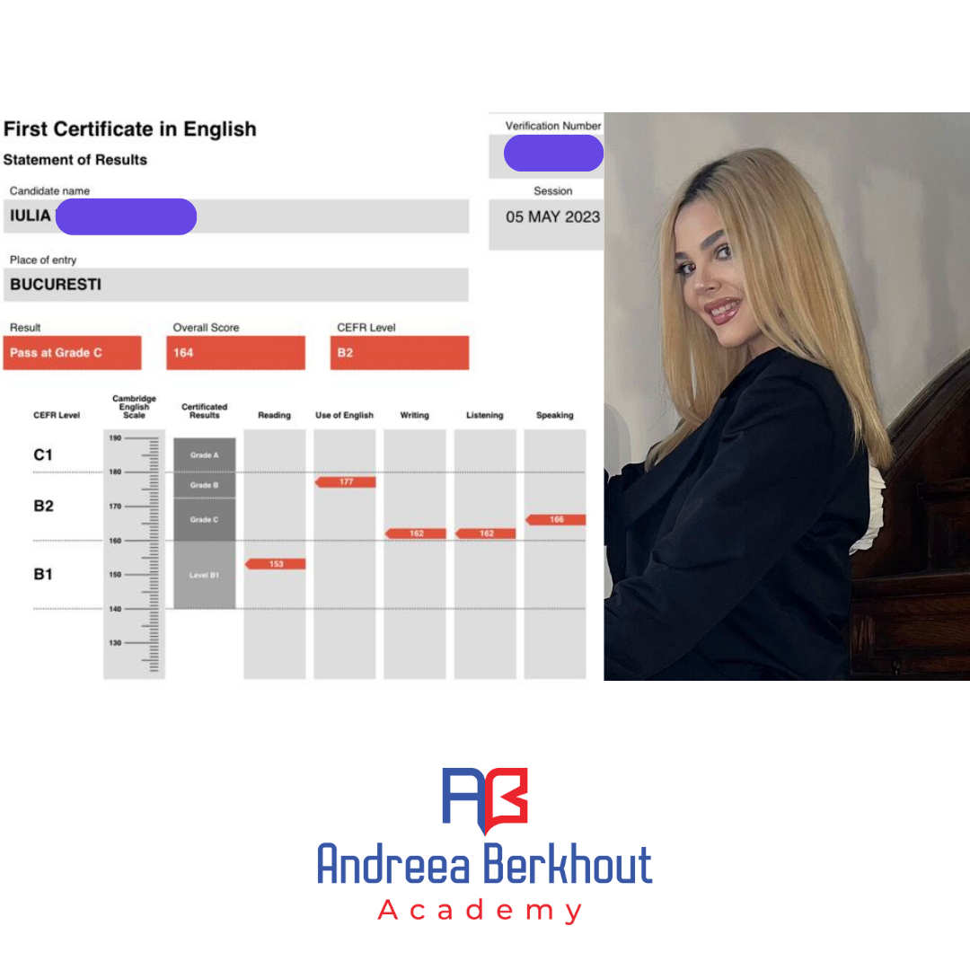 Andreea Berkhout - Rezultatele la FCE ii echivaleaza Iuliei ...